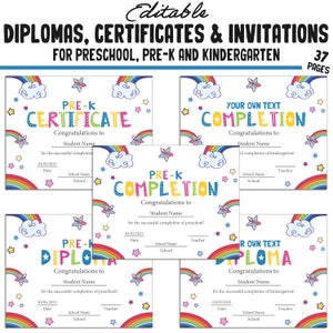 37 Editable Pre-kindergarten, Kindergarten, and Preschool Diploma ...