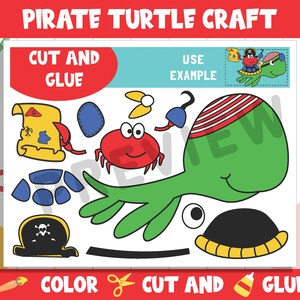 Pirate Turtle Craft Activity - Color, Cut, and Glue for Prek to 2nd ...