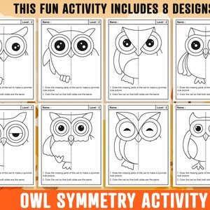 Owl Symmetry Worksheet, Owl Theme Lines of Symmetry Activity, 24 Pages ...