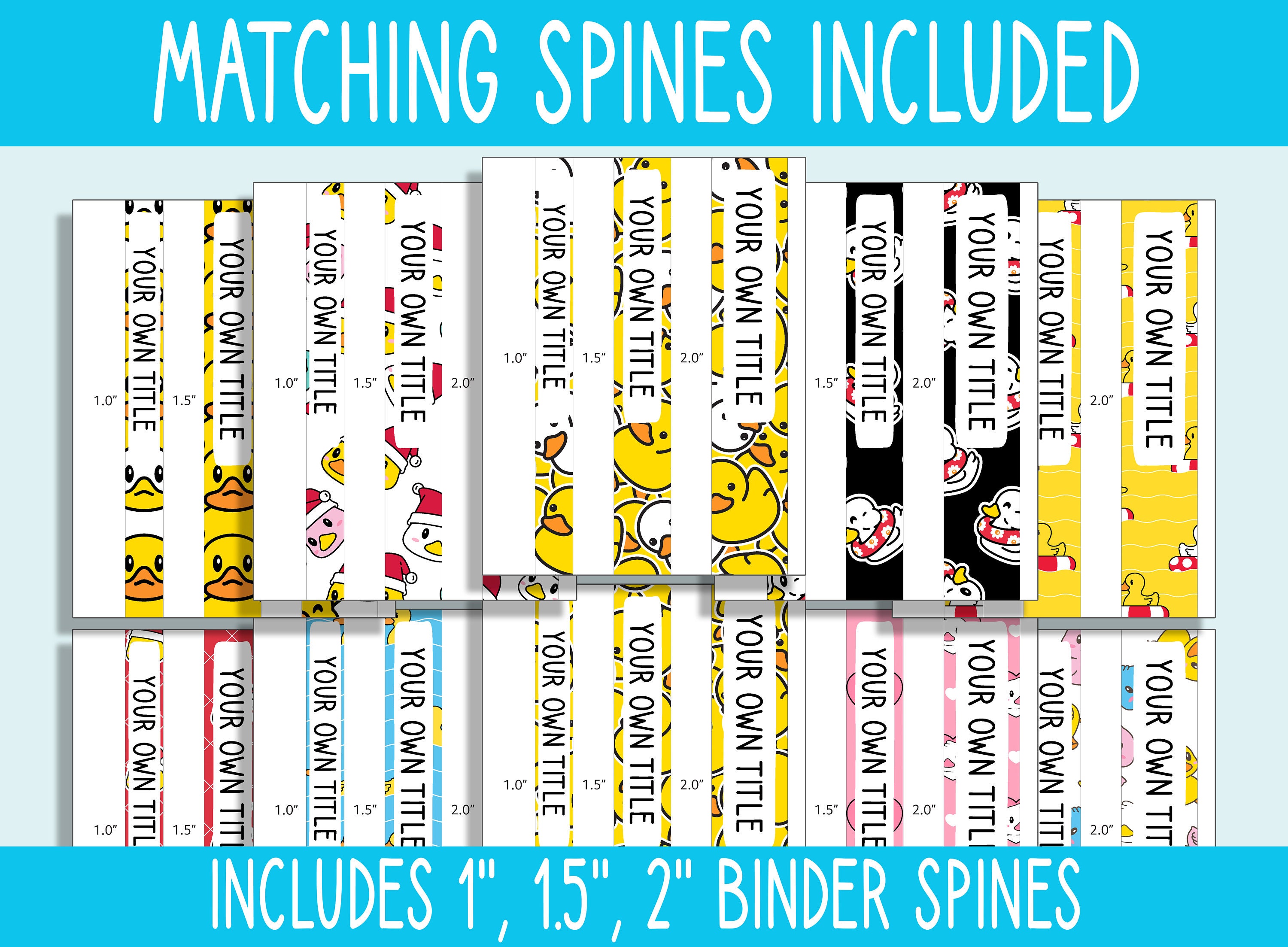 10 Editable Duck Pattern Binder Covers, Includes 1, 1.5, 2" Spines ...