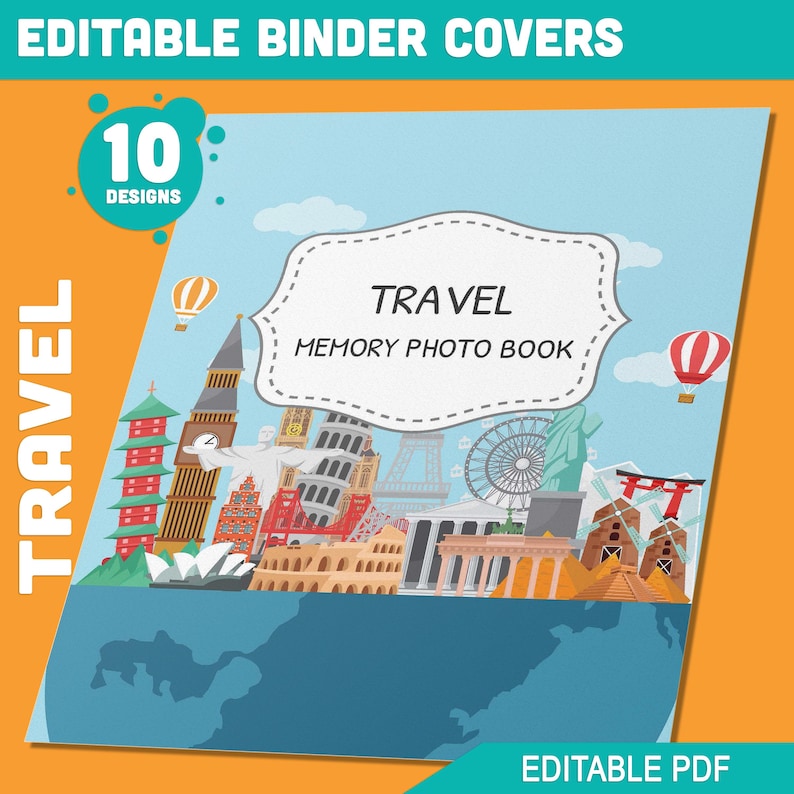 Travel to World, Cultural Travel Binder Cover, 10 Printable & Editable ...