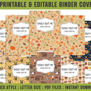 Autumn Patterns With Flowers and Animals Binder Cover, 10 Printable ...