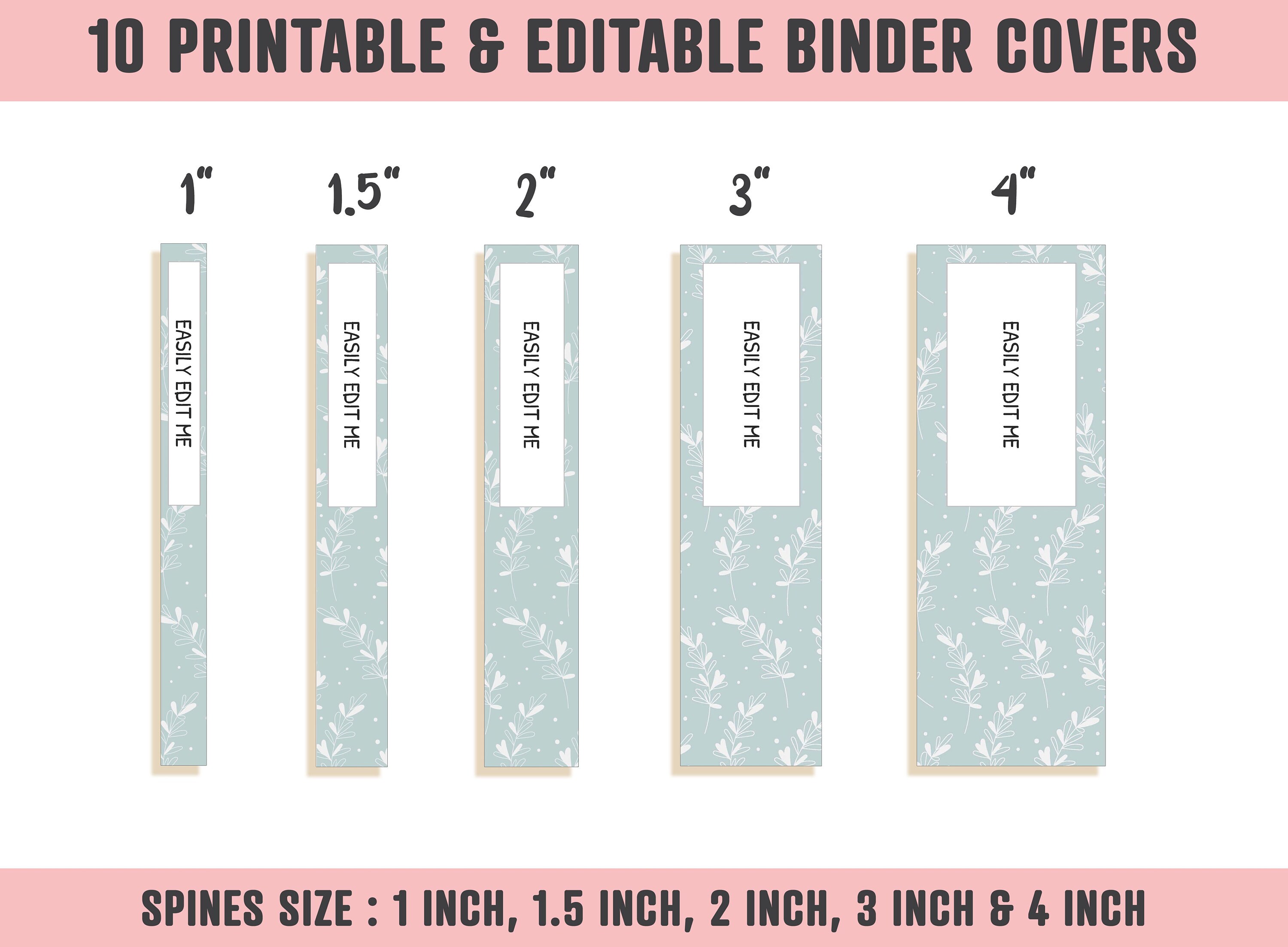 Binder Cover Set, 10 Editable Coversspines, Printable, Binder Cover ...