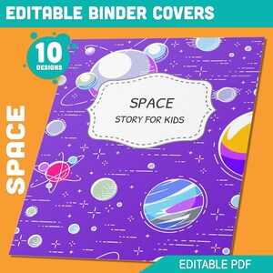 Space Backgrounds Binder Cover, 10 Printable/editable Binder Covers ...