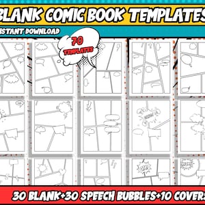 70 Comic Strip Templates, Create Your Own Comic Book, Includes: 30 ...