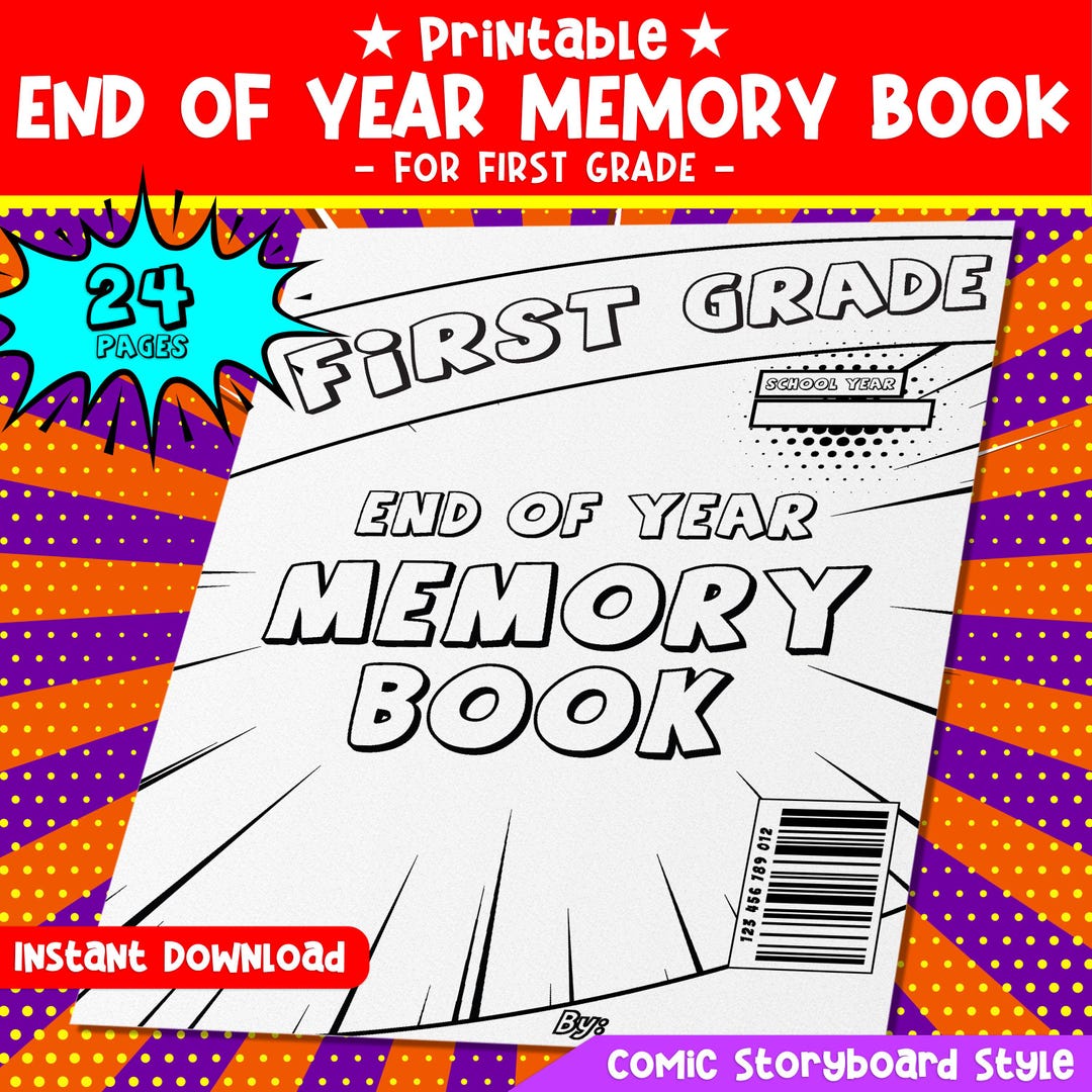 End of the Year Memory Book for First Grade (1st Grade), Comic-style ...
