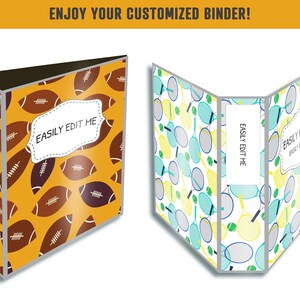 Sports Binder Cover, 10 Printable & Editable Covers+spines, Binder ...