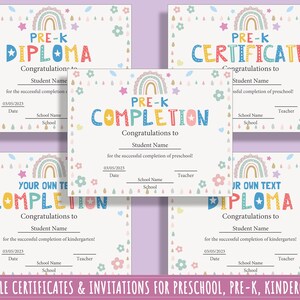 Diploma, Certificate, and Invitation Templates for Kindergarten and ...