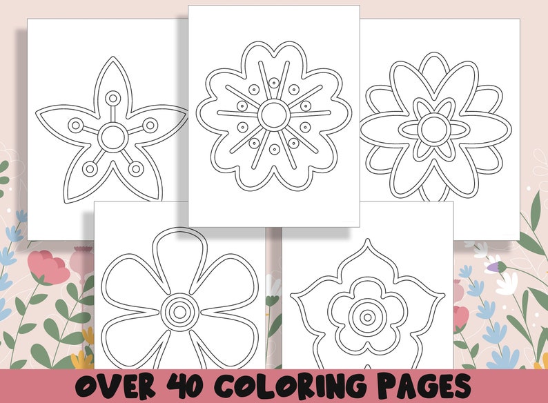 Flower Mandalas Coloring Book, 40 Printable Simple Spring Flower ...