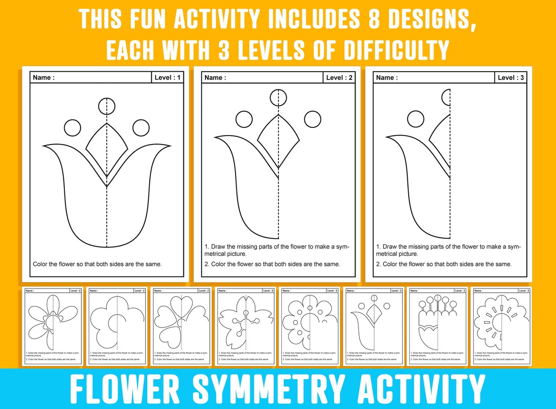 Flower Activities Lines of Symmetry Spring/summer Flower - Etsy