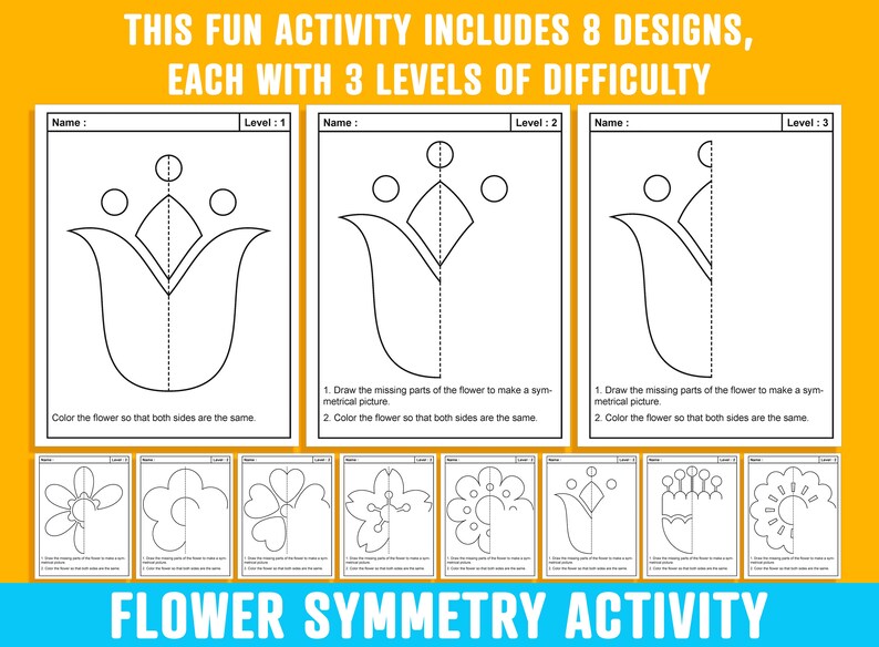 Flower Activities Lines of Symmetry Spring/summer Flower - Etsy