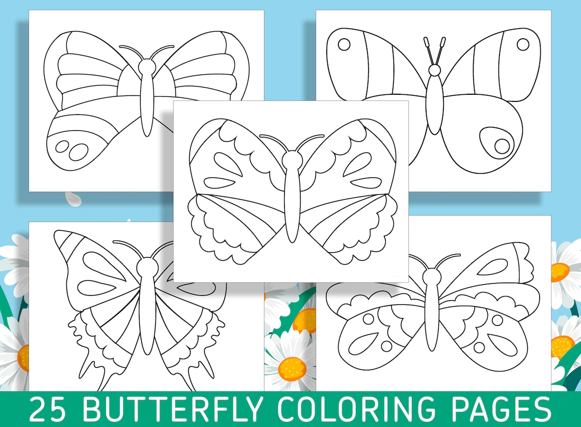 Butterfly Coloring Pages: 25 Simple Designs for Kindergarten ...
