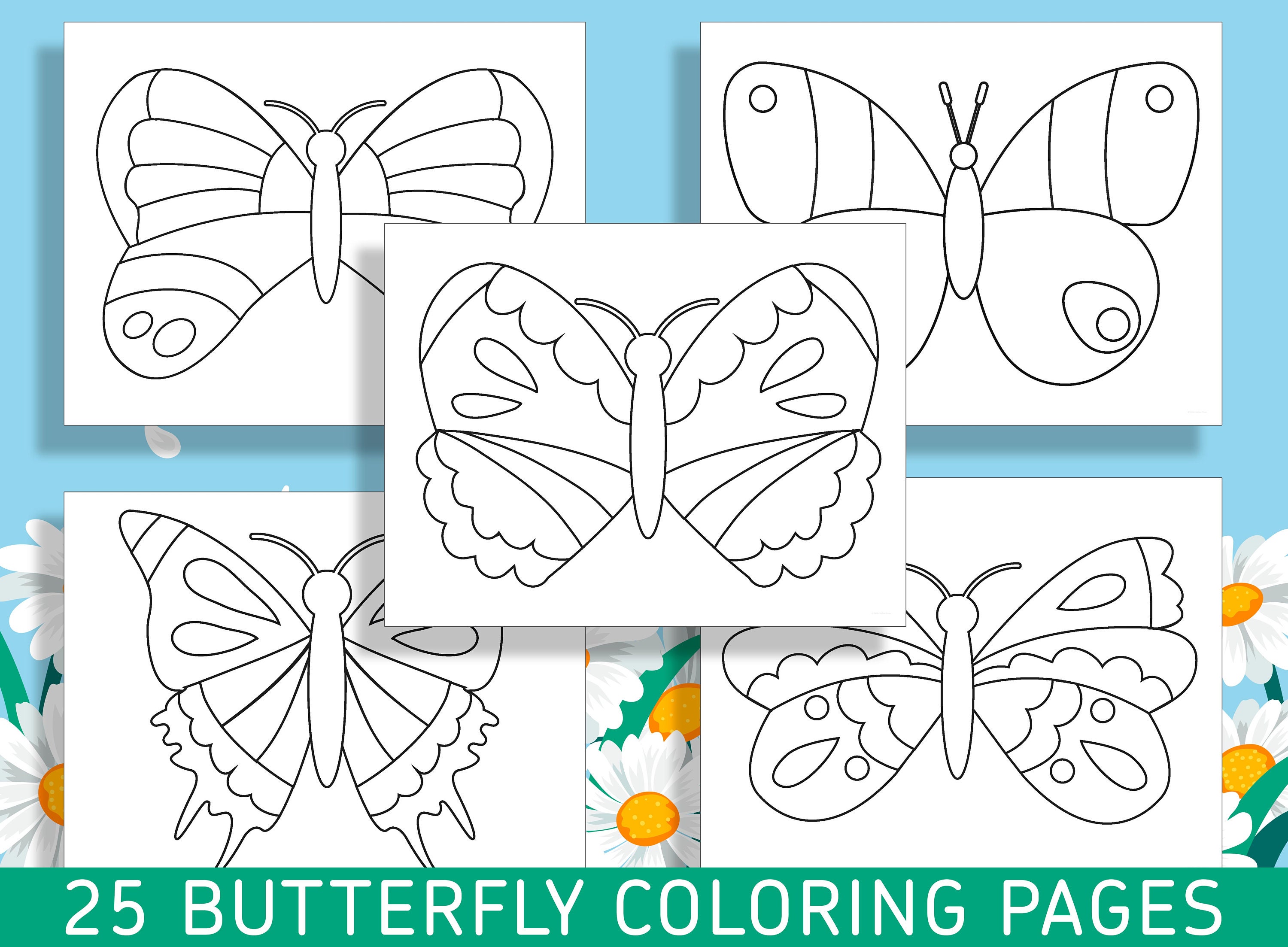 Butterfly Coloring Pages: 25 Simple Designs for Kindergarten ...