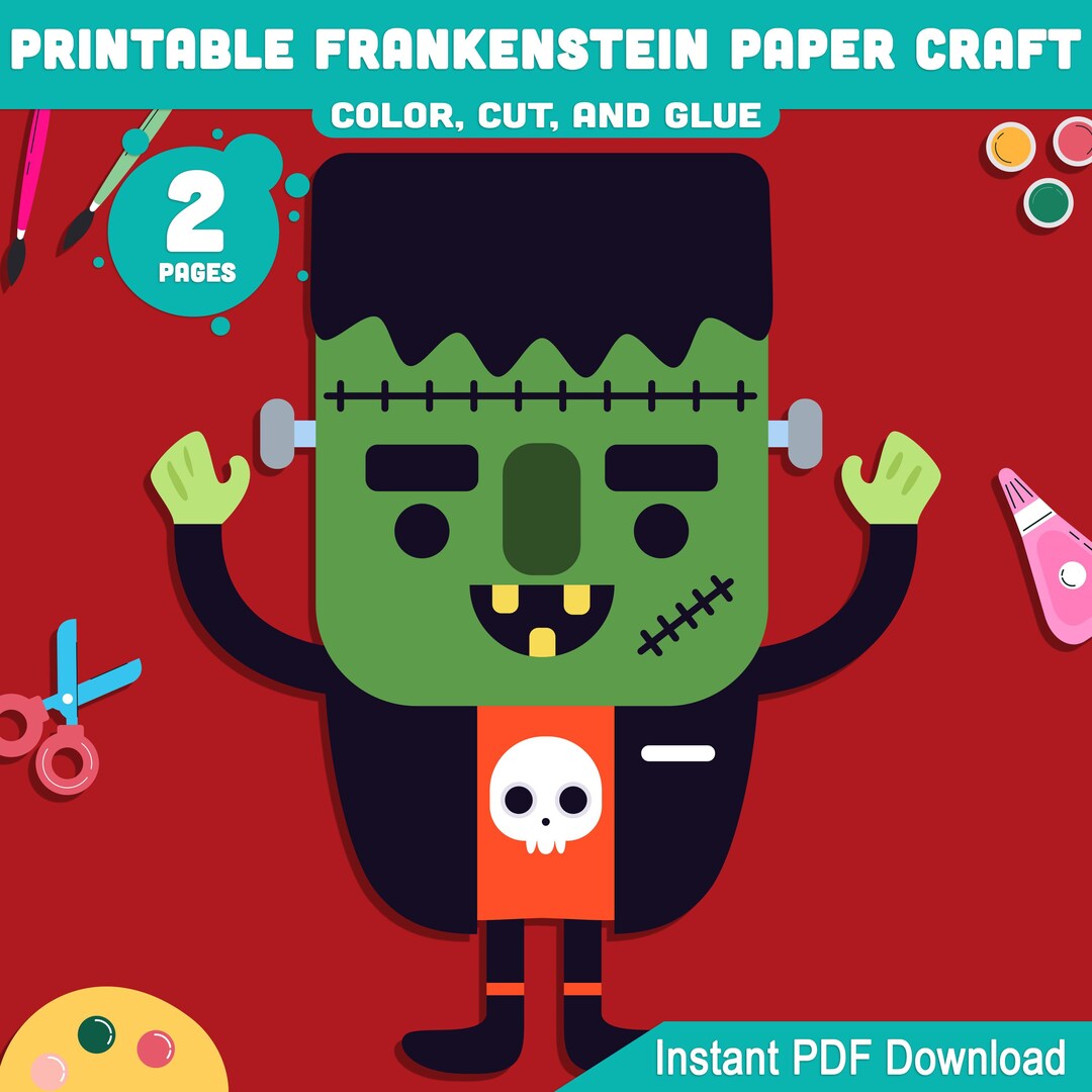 Printable Frankenstein Paper Craft for Preschool, Pre-k, Kindergarten ...