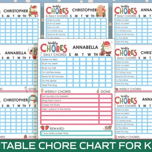 Christmas Chore Chart for Kids: 8 Printable and Editable Responsibility ...