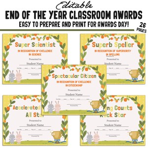 Editable End of Year Awards Certificates, 26 Pages, PDF, Instant ...