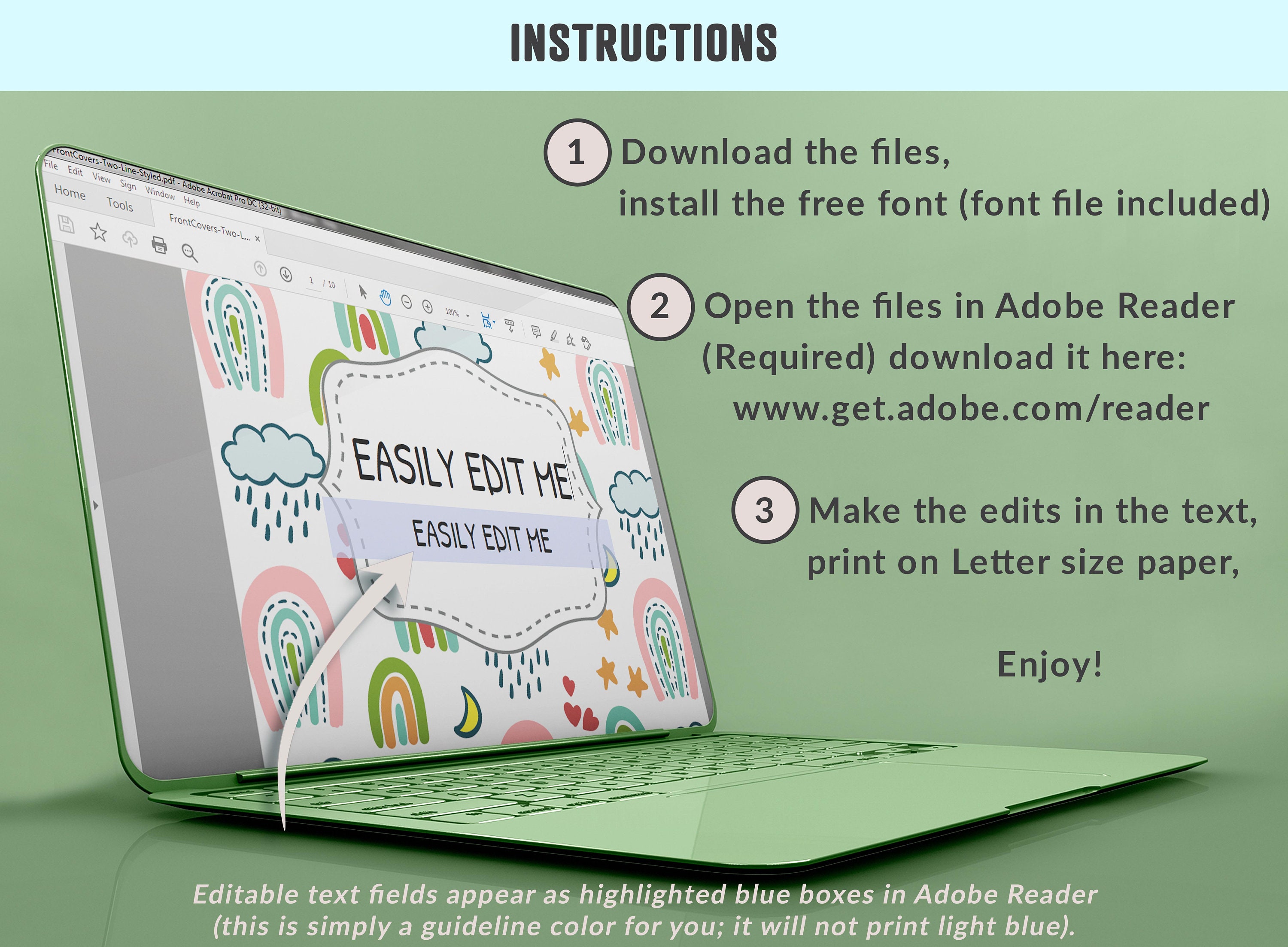 Rainbow Binder Cover 10 Printable & Editable Binder - Etsy