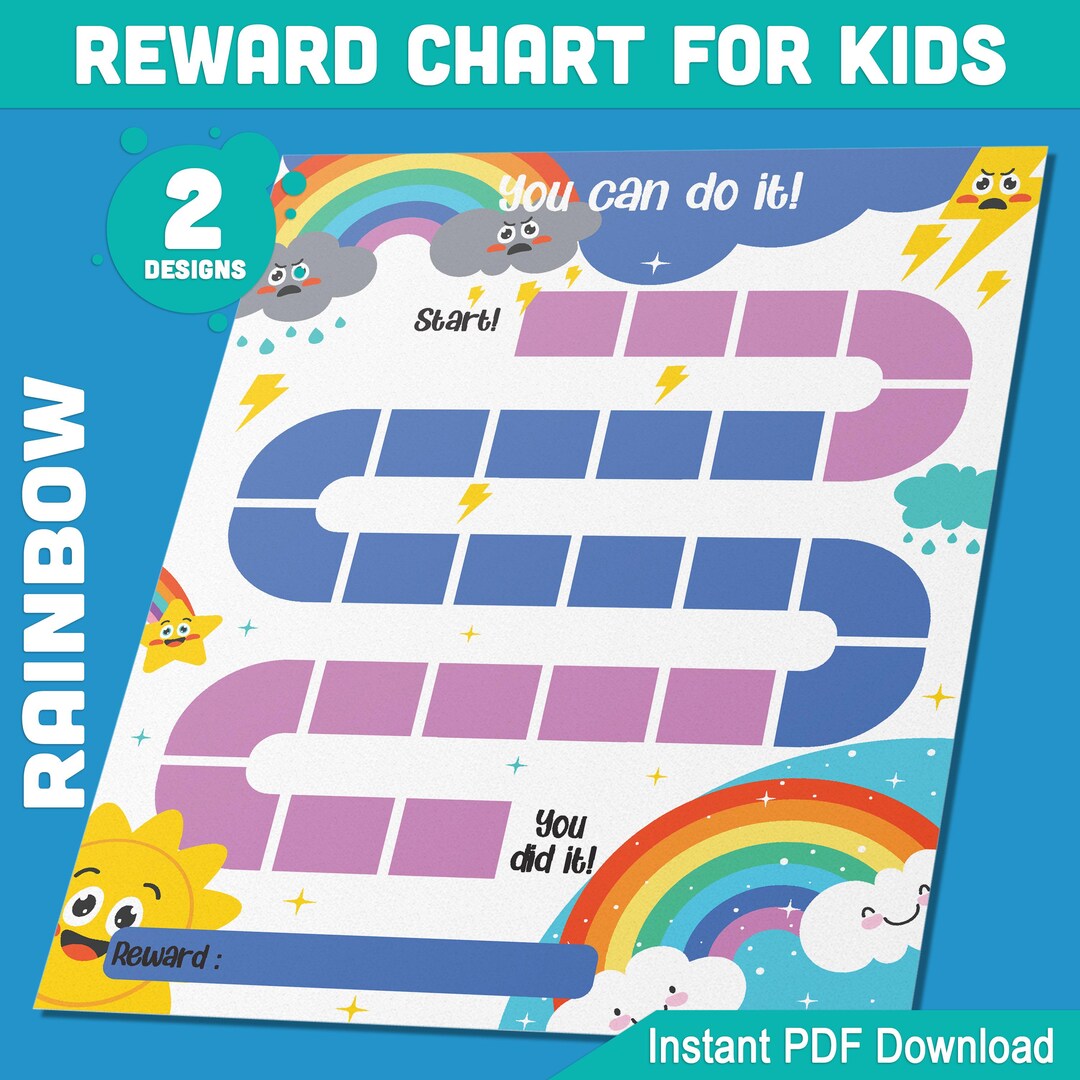 Printable Rainbow Reward Chart for Kids, Colorful and Fun Behavior ...