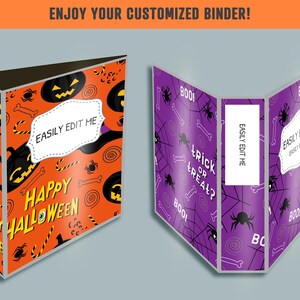 Halloween Cartoon Trick or Treat Binder Cover, 10 Printable & Editable ...