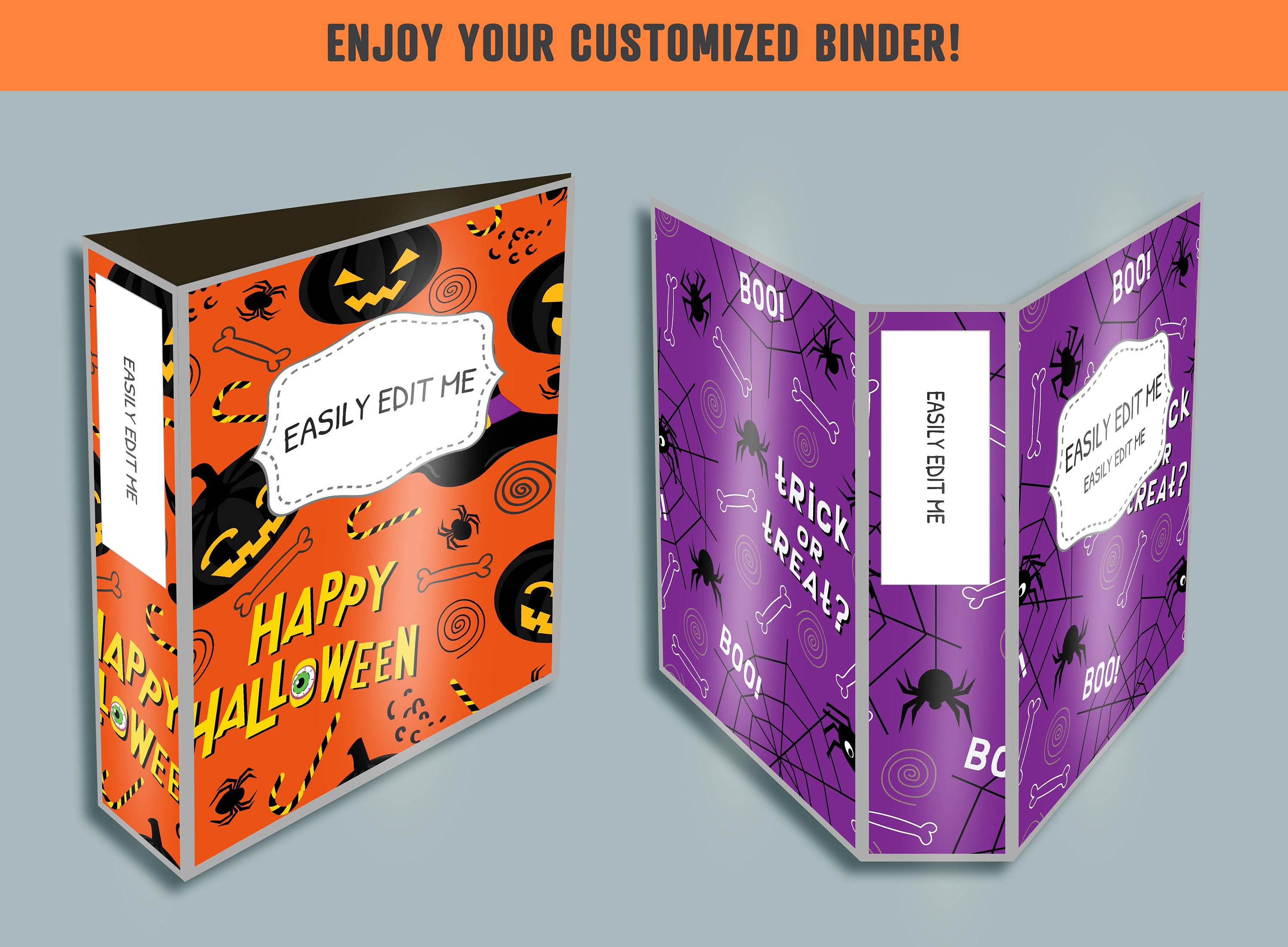 Halloween Cartoon Trick or Treat Binder Cover 10 Printable & - Etsy