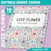 10 Editable Cute Flower Binder Covers, Includes 1", 1.5", 2" Spines ...