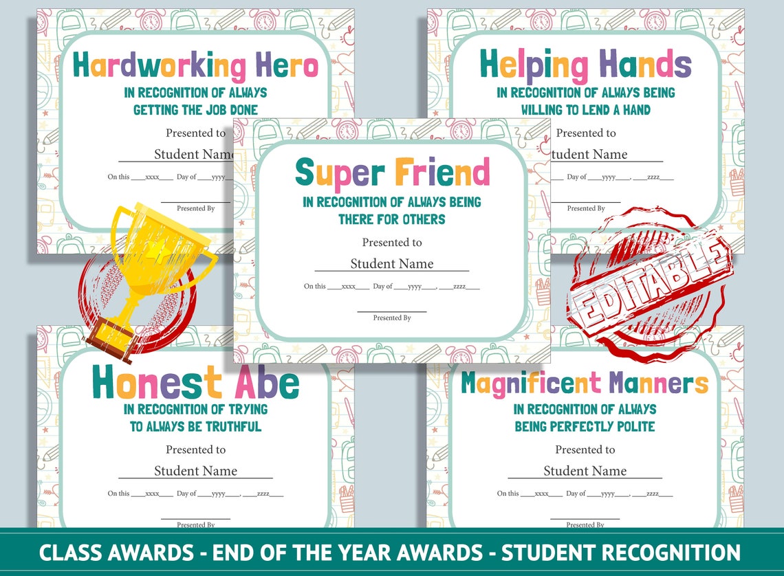 Editable Star Student Certificate Annual Awards End of - Etsy