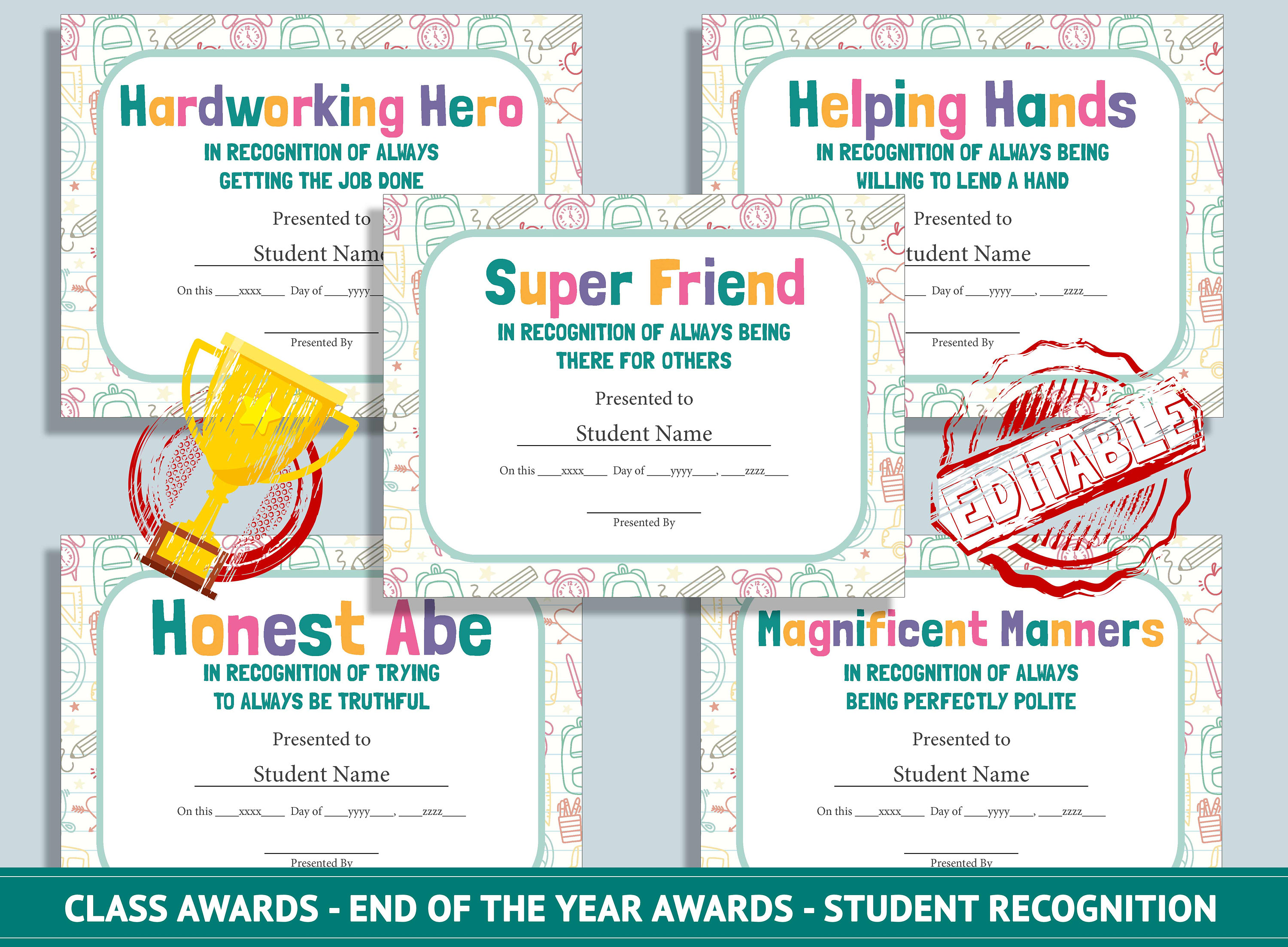 Editable Star Student Certificate Annual Awards End of - Etsy