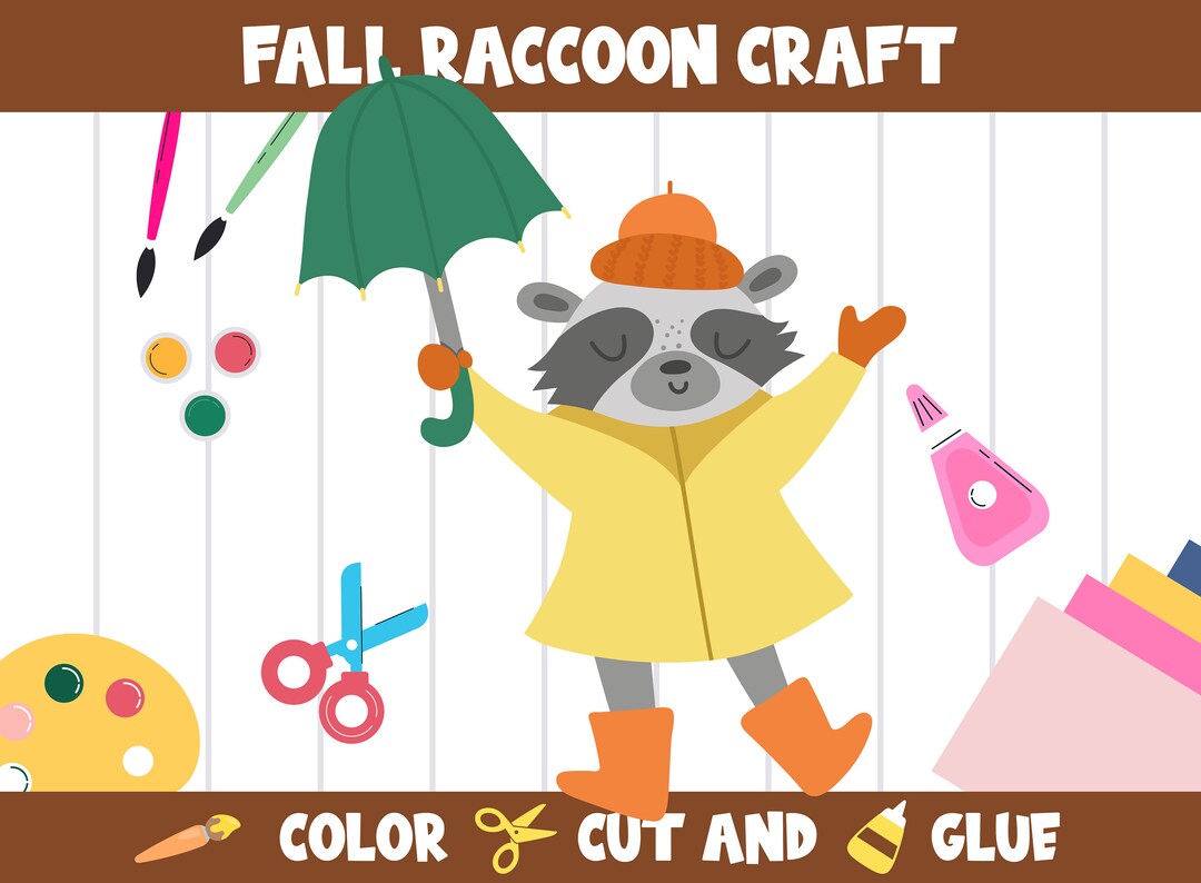 Fall Raccoon Craft Activity - Color, Cut, and Glue for Prek to 2nd ...