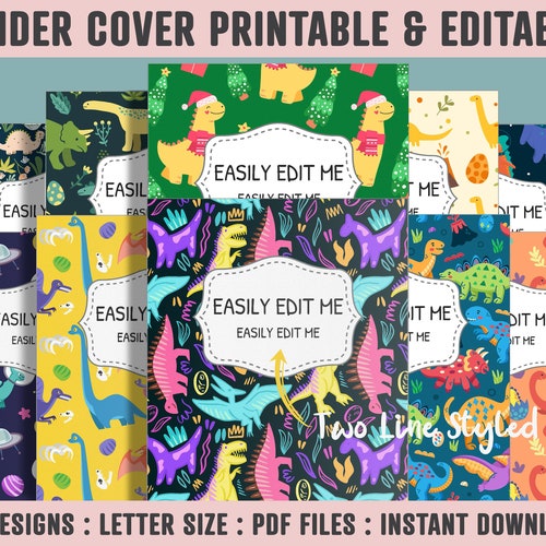 EDITABLE Colorful Binder Covers & Spines Printable Binder - Etsy