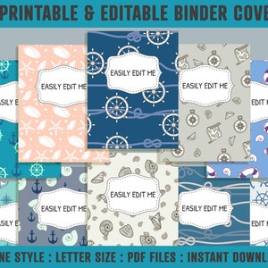 Marine Binder Cover, 10 Printable & Editable Binder Covers + Spines ...