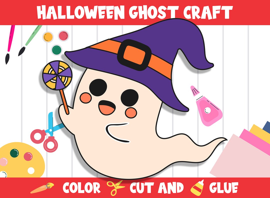 Cute Halloween Ghost Craft Activity - Color, Cut, and Glue for Prek to ...