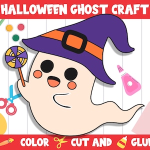 Cute Halloween Ghost Craft Activity - Color, Cut, and Glue for Prek to ...