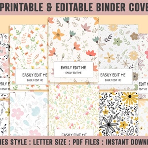 Binder Cover Sheet, 10 Printable & Editable Binder Covers+spines ...
