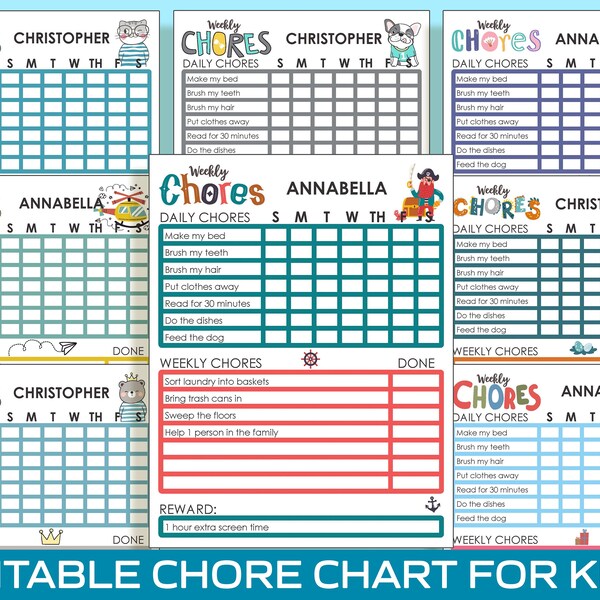 Printable Pirate Reward Chart: Ship & Lighthouse Theme, Boy/girl Chore ...