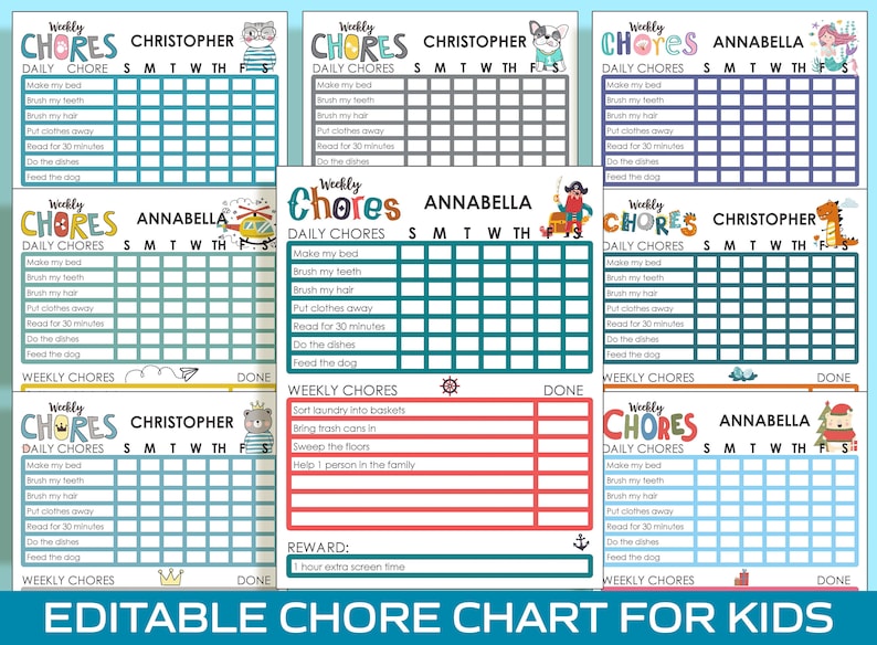 Customizable Chore Chart for 8-year-olds: 8 Fun and Engaging Designs ...
