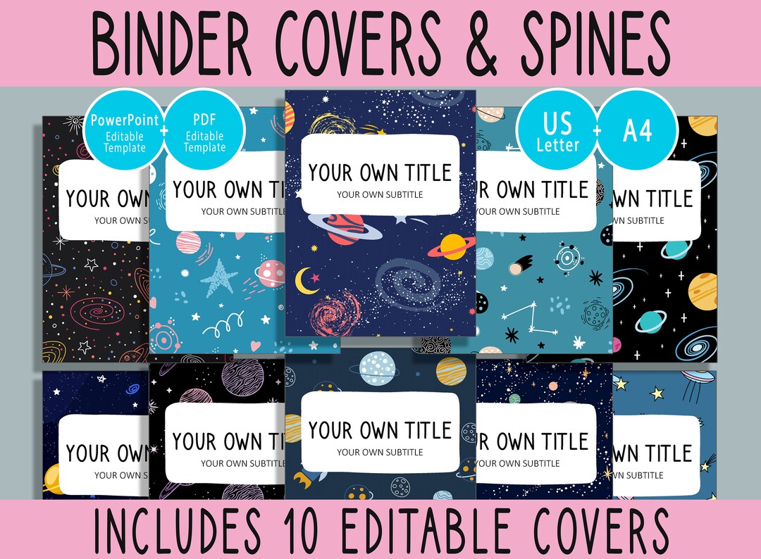 10 Editable Space Binder Covers Includes 1 1.5 2 - Etsy
