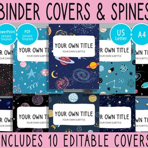 10 Editable Space Binder Covers, Includes 1, 1.5, 2" Spines, Available ...
