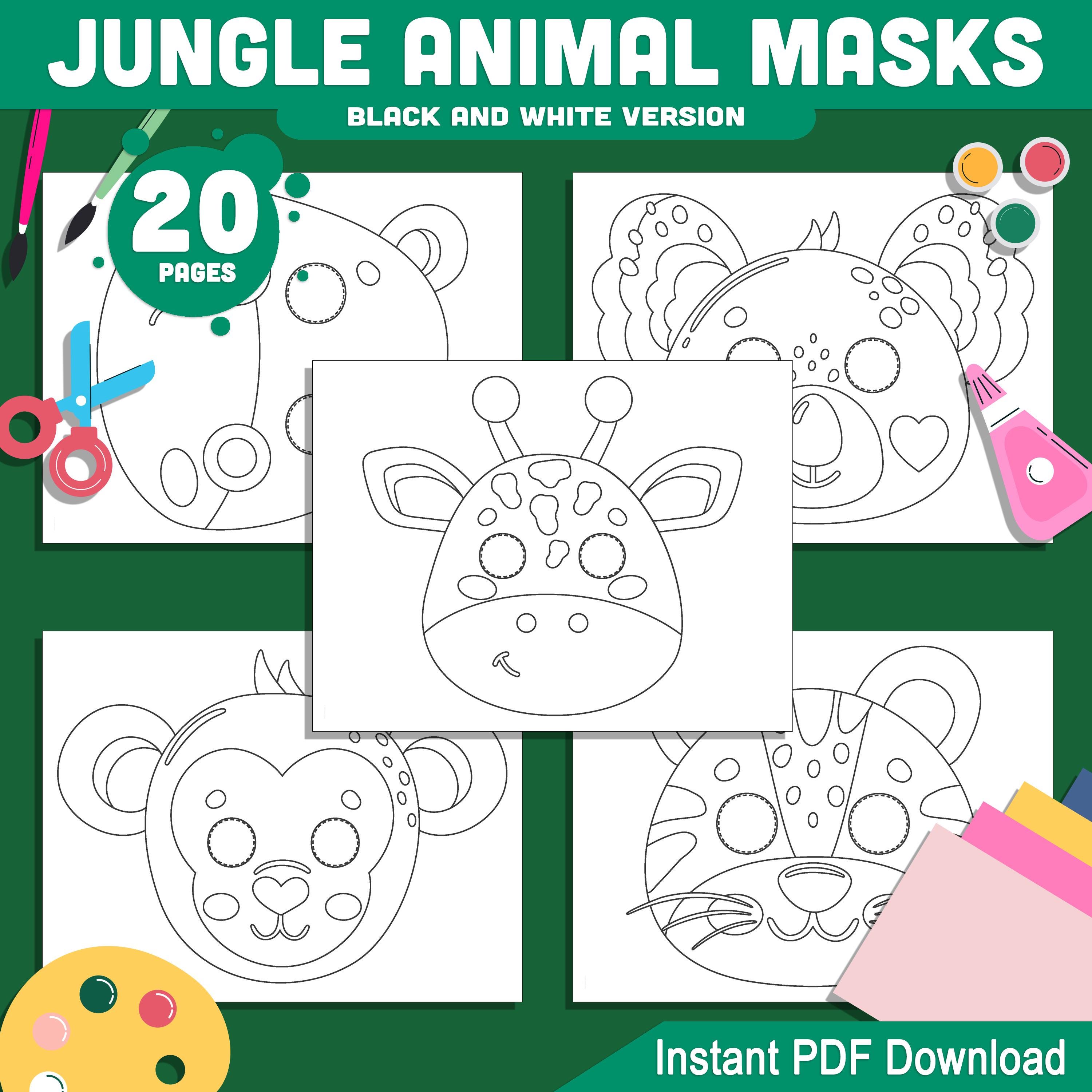 Jungle Animal Masks Printable: Fun Craft for Kids With 10 Designs to ...