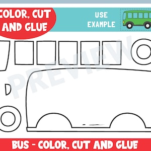 Bus Craft Activity - Color, Cut, and Glue for Prek to 2nd Grade, PDF ...