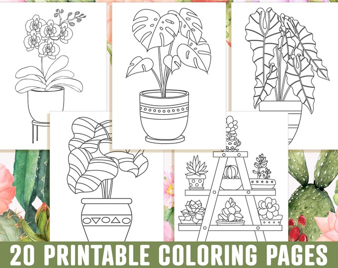 Houseplant Lover Coloring Book Adult Coloring Activity Book Quarantine ...