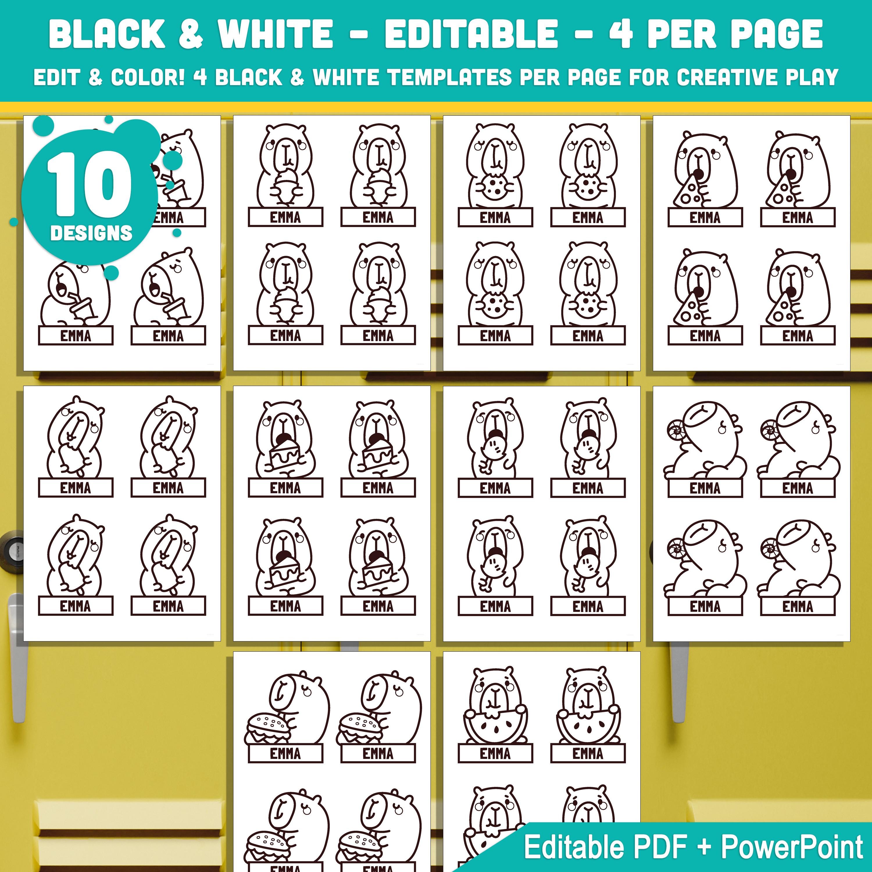 Editable Locker Labels (cubby Name Tags), Capybara Themed, 10 Designs ...