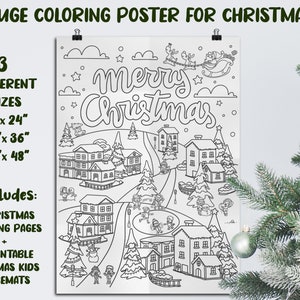 Printable Christmas Coloring Poster for Kids: 3 Sizes Included With 5 ...