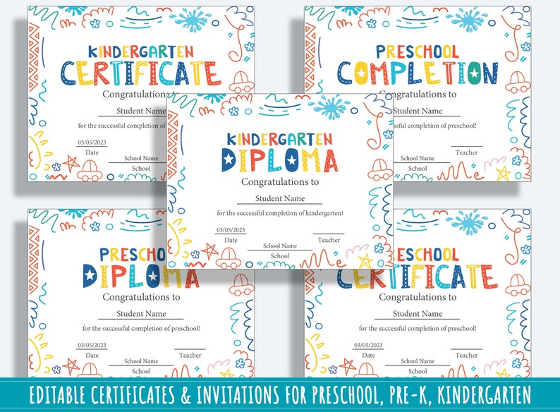 Certificate Template Editable End of Year Diplomas - Etsy
