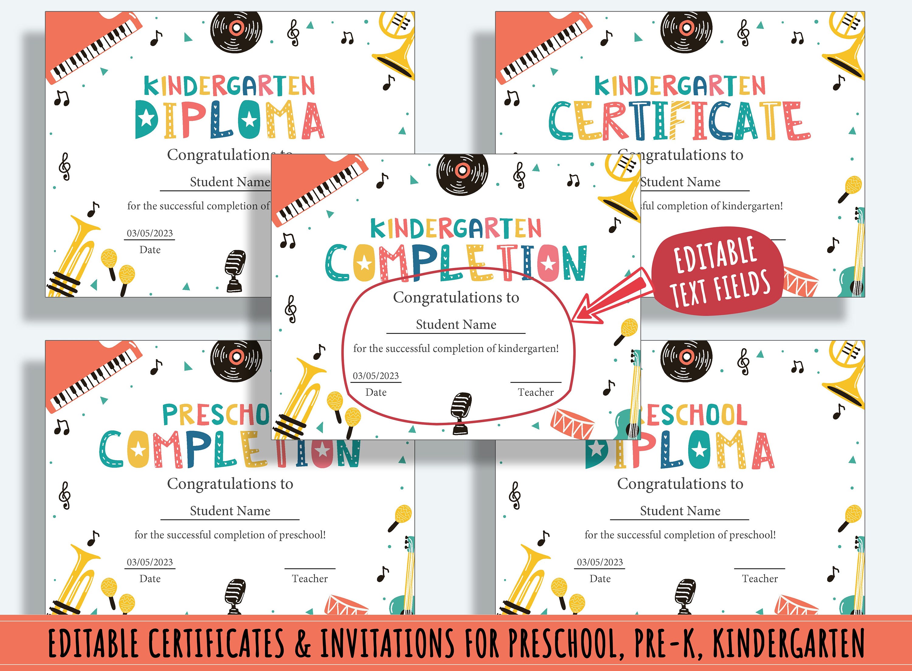 Customizable Diplomas, Certificates, and Invitations for Preschool and ...