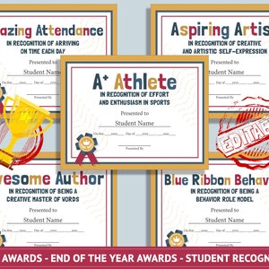 Editable Student of the Month Awards, End of School Year Awards ...