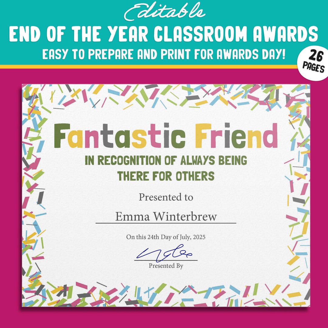 Editable Fun Awards for Students at the End of the Year, Classroom ...