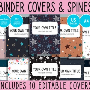 10 Editable Starry Binder Covers, Includes 1", 1.5", 2" Spines ...