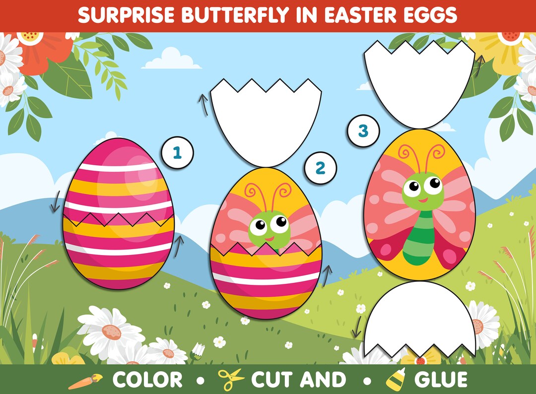 Fluttering Fun: Surprise Butterfly in Easter Eggs Craft Activity for ...