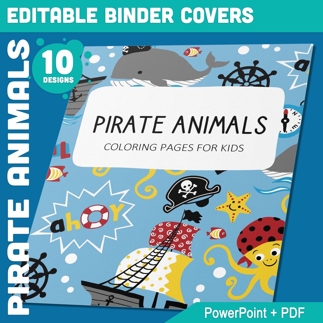 10 Editable Pirate Animals Binder Covers, Includes 1, 1.5, 2" Spines ...