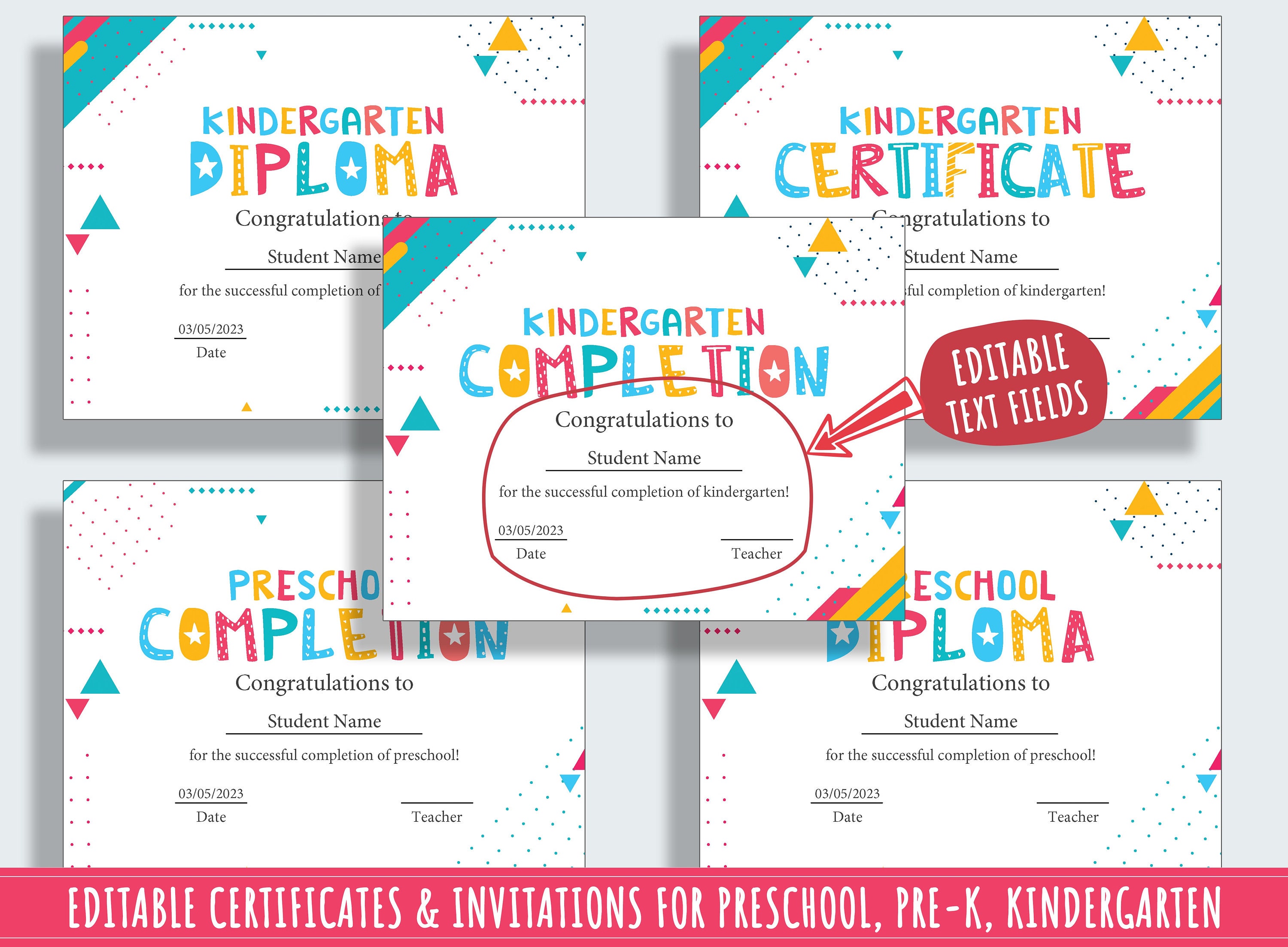 Modern-themed Preschool and Kindergarten End-of-year Celebration Kit ...